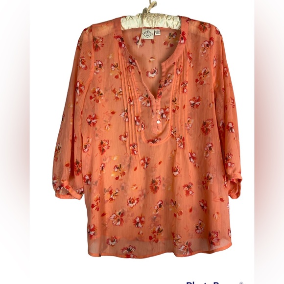 St. John's Bay | Tops | St Johns Bay Semi Sheer Lightweight Coral ...